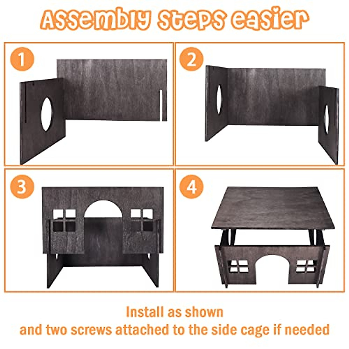 Hamster Hideout,Wooden Hamster House with Windows,Detachable and Large Size Suitable for Two Guinea Pig Hideout, Ventilated wood Habitats Decor for Chinchilla, Hamster Mice Gerbils Mouse -Walnut Color