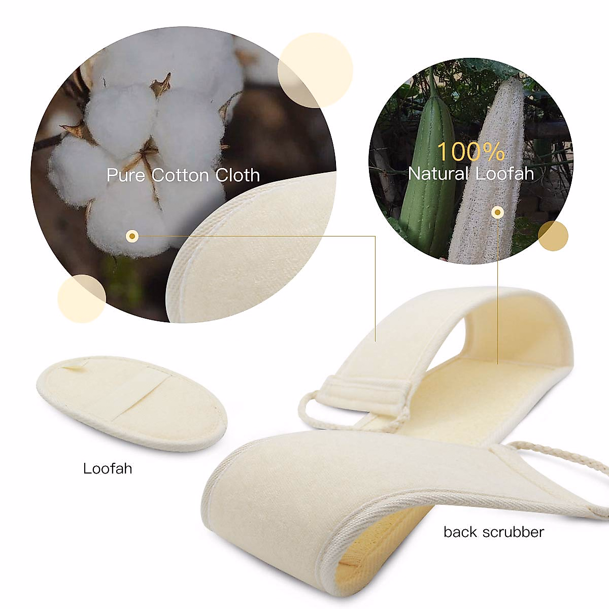 Loofah Exfoliating Back Washer, Back Scrubber for Shower with Exfoliating Loofah Pad for Men and Women, Loofah Sponges Deep Clean Deep Clean Relax Your Body (31.5 inch Length 4 inch Width)