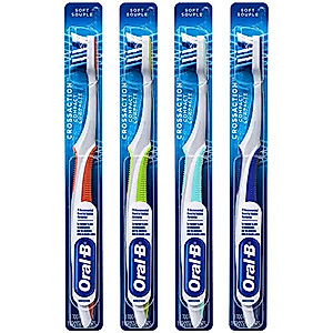 Oral-B CrossAction Compact Toothbrush, 23 Soft (Colors Vary) - Pack of 4