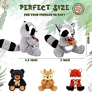 Woodland Stuffed Animal Jungle Animal Toy Set Including Plush Elk Fox Raccoon Black Bear Realistic Toy Woodland Forest Animals Mini Plush Wild Animals Toys