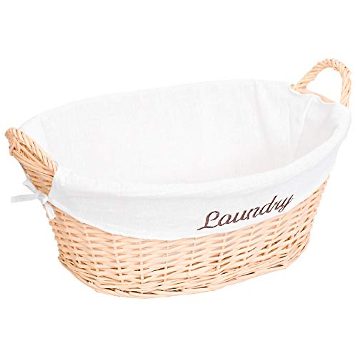 Vintiquewise Willow Laundry Hamper Basket with Liner and Side Handles