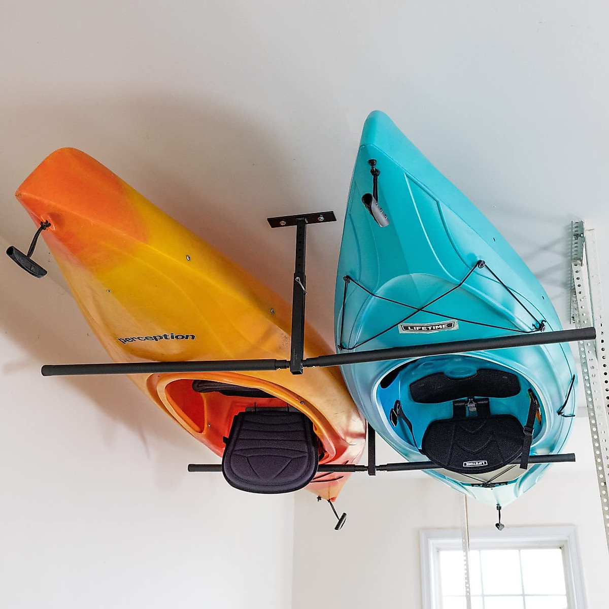 StoreYourBoard 2 Kayak Ceiling Rack, Hi Port 2 Storage Hanger Overhead Mount, Adjustable (Extra Large (30" Arms))