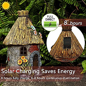 Yiosax Solar Lights Garden Decor-Easter Fairy House Decor The Village Enchanted Cottage Solar Powered Lights Yard Patio Decorations