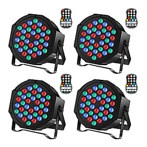 Rechargeable Par Can Lights U`King Wireless LED Uplights Battery Powered Uplighting RGB 36W Stage Lighting for Events DJ Disco Wedding Party - 4 Pack