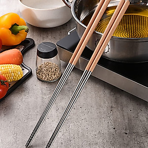 Luxshiny Stainless Steel Chopsticks Long Chopsticks Frying Cooking Chopsticks Foods Serving Chopsticks Hot Pot Chopsticks Public Chopsticks for Home Restaurant (40cm)