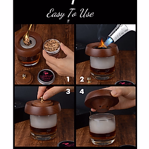 Cocktail Smoker Kit,Ziissup Old Fashioned Cocktail Kit With 4 Flavors of Wood Chips,Whiskey Smoker Kit,Bourbon Smoker kit is Idea Gift For Your Father, Friends & Lover