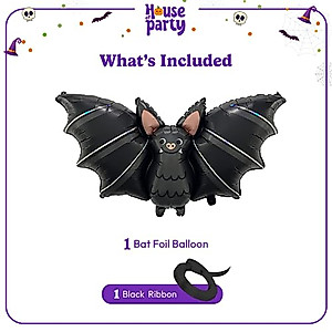 HOUSE OF PARTY 40 Inch Large Halloween Bat Balloons, Bat Foil Balloons for Halloween Party Decorations, Bat Mylar Balloons, Halloween Party Balloons for Bat Themed Halloween Party Decorations