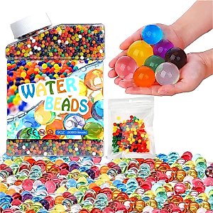 Jacisk Water Beads Kit 50000pcs & 200pcs Giant Large Colorful Gel Jelly Balls, Non Toxic Water Beads for Vase Filler, Plant, Floating Candles, Wedding and Home Decoration