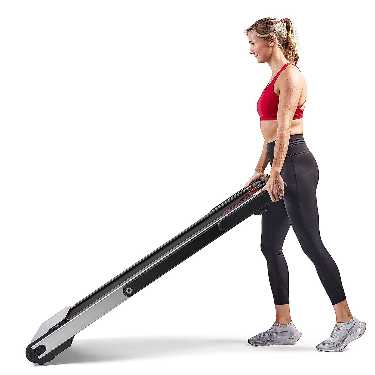 Sunny Health & Fitness ASUNA Space Saving Treadmill, Motorized with Low Profile, Speakers & Slim Folding - 8730,Black