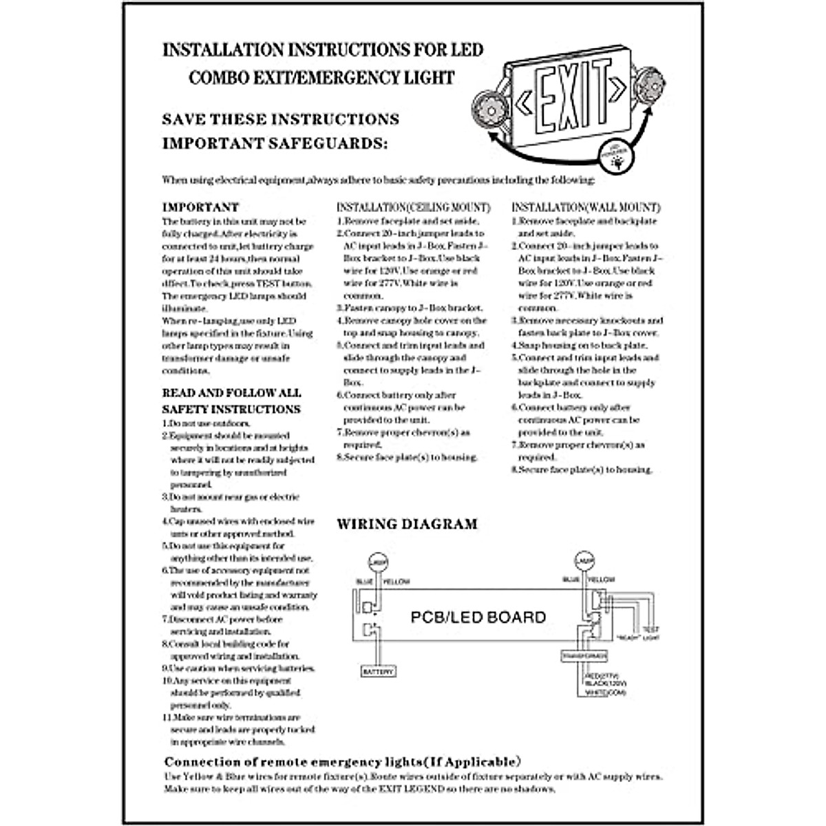 Pendtlit Red LED Exit Sign Emergency Lights with 2 Adjustable Head Lights, Red Letter Emergency Exit Lighting With Battery backup For Restaurant, Commercial, Family Emergency , UL-Listed, 120-277V, 6PCS