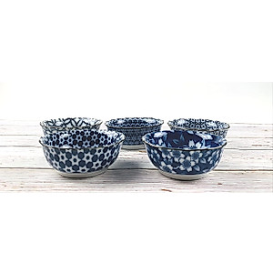 JapanBargain 4683, Set of 5 Japanese Porcelain Bowl Set Gift Set,Traditional Japanese Inspired Pattern Bowls, Made in Japan, 4-1/2" Diameter