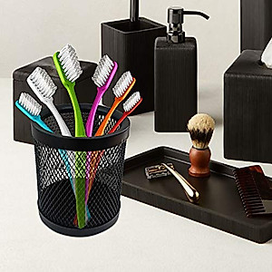 Rely+ Black Metal Wire Mesh Pen and Cup Pencil Holder, Desk Accessories, Makeup Brush Holders & Workspace Organizers for Home, School, 3 Pack…