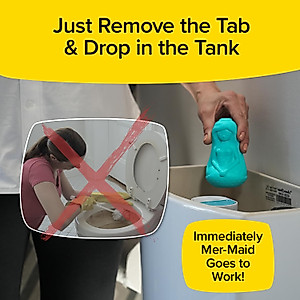 Mer-Maid Automatic Toilet Bowl Cleaner, AS-SEEN-ON-TV, Cleans, Freshens, and Deodorizes with Every Flush, Lasts Up to 3 Months, Ultra-Strength Concentrated Formula, Just Drop It in Your Tank, 4 In, Blue
