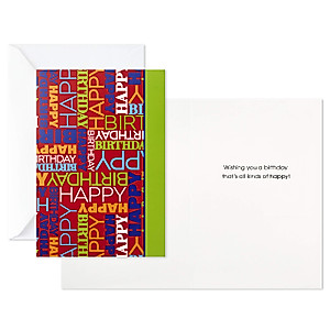 Hallmark Assorted Birthday Cards (Bright Icons, 12 Cards and Envelopes)