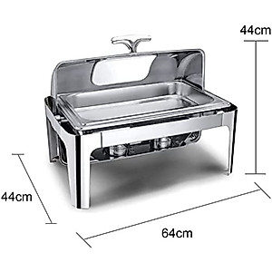 UZOURI 9L Stainless Steel Chafing Dish Set Buffet Silver Catering Warmer Set, Rectangle Chafing Dish Set, for Buffet Catering Kitchen Party(Size:Single Grid) (Double Grid)