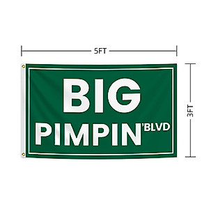 FEARZIE Big Pimpin‘blvd Funny Quote 3x5 Feet Flag Banner 100% Durable Polyester With Two Brass Grommets For College Dorm Rooms.