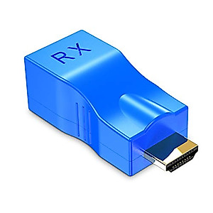 HDMI to RJ45 Network HDMI Repeater, 2 PCS HDMI Extender Transmitter and Receiver Network RJ45 Over Cat 5e / 6 1080p with Built-in Thunder Protection Circuit