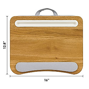 LAPGEAR Memory Foam Lap Desk with Wrist Rest and Media Slot - Medium - Oak Woodgrain - Fits up to 15.6 Inch Laptops and Most Tablet Devices - Style No. 91339