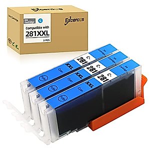 EXCERCUS CLI-281 Cyan Ink Cartridge Replacement for Canon CLI-281XXL 281XXL 281 Cyan Use for Canon PIXMA TS6320 TR7520 TS8120 TS8320 TR8520 TS9120 (2X CLI-281XXL C)