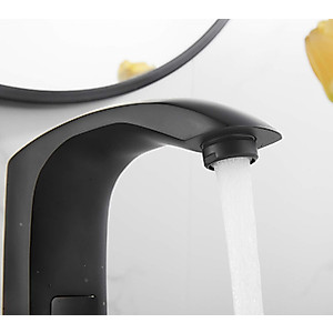 Automatic Bathroom Faucet Black Touchless Solid Brass Motion Activated Bath Tub Lavatory Basin Sink Vanity Aerator One Hole Brass Mixer Tap Touch-Free