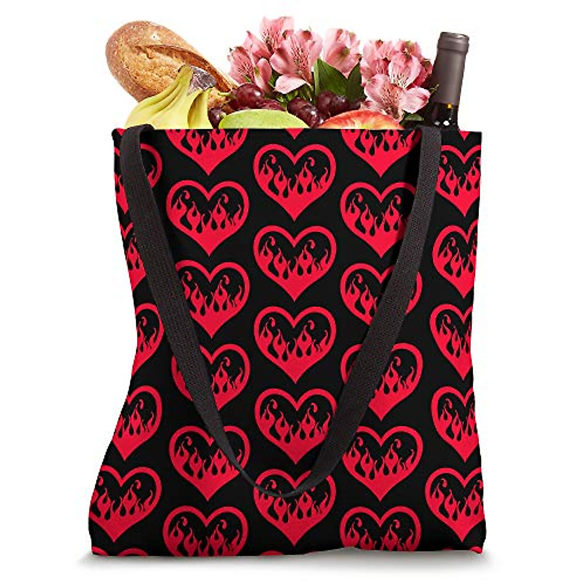 Valentine's Day Flames Heart Gothic Y2K Goth E-Girl Emo Red Tote Bag