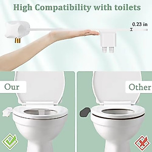 Bidet Attachment for Toilet UK, Toilet Bidet Attachment, Ultra-Slim Bidet Sprayer with Dual Nozzle, Non-Electric Bidet Spray Adjustable Pressure for Portable Bidet Feminine/Posterior Wash