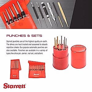 Starrett Drive Pin Punch with Knurled Grip for Driving Pins Into or Out of a Workpiece - Hardened and Tempered Steel, 4" Length, 3/32" Punch Diameter - 565B