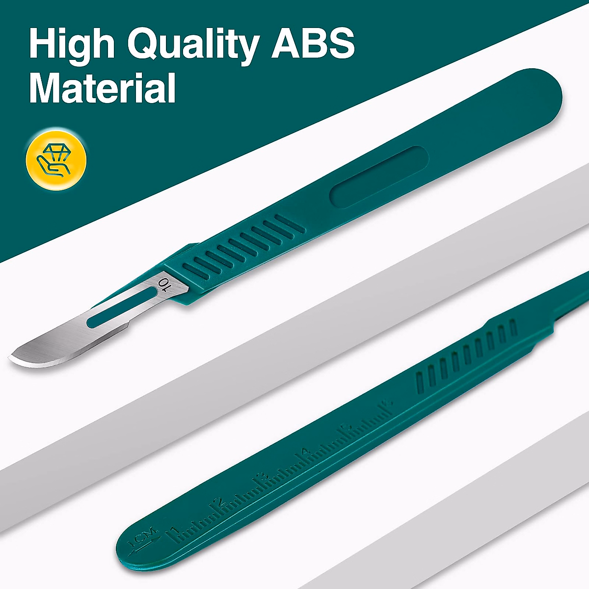 10 PCS Scalpel Blades with #10 Scalpels Surgical Blades,Disposable Blades with Protective Cover,Laboratory Blade-Lab Knives- Carving Blades with Handle-Art Blades Practicing Cutting-Crafts & More