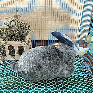 WEWAYKGJ Rabbit Hay Feeder Wooden Hay Rack Automatic Water Bottle Less Wasted Hay Feeder for Rabbit Bunny Chinchillas Guinea Pig Small Animal Supplies (Horizontal)