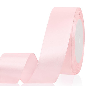 1-1/2 inch Light Pink Ribbon,25 Yards Light Pink Fabric Ribbon for Gift Wrapping,Crafts,Flower Bouquet,Bows Making,Balloons,Wedding,Birthday Party,Baby Shower Decoration