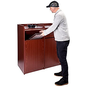 Displays2go Trash Receptacle for (2) 36 Gallon Bins, Thank You Message - Mahogany (LCKDPZSSSM2)