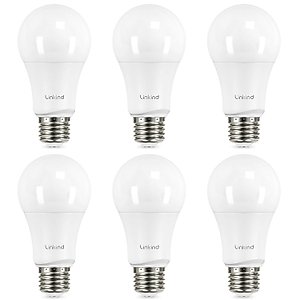 Linkind 75 Watt Equivalent, A19 Dimmable LED Light Bulbs, E26 Base, 2700K Soft White, 13W 1100 Lumens CRI80+ 120V, UL Listed FCC Certified, Pack of 6