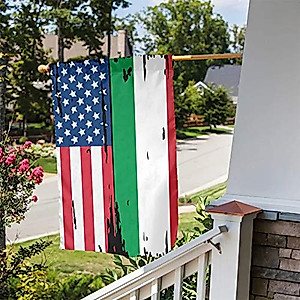 American Italian Flag Garden Yard Flag 12"x 18" Welcome House Flag Banners for Patio Lawn Outdoor Home Decor