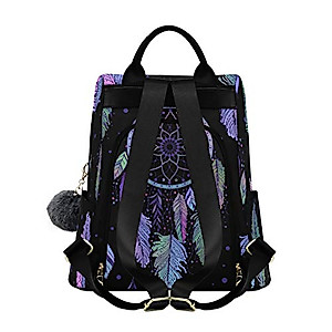 ALAZA Boho Feather Dot Ethnic Indian Lutos Backpack Purse for Women Anti Theft Fashion Back Pack Shoulder Bag