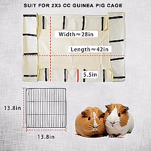 FULUE Guinea Pig Waterproof Cage Liner C&C 2x3,Guinea Pig Cage Canvas Bottom Replacement 42x28 Beige (C&C 2x3)