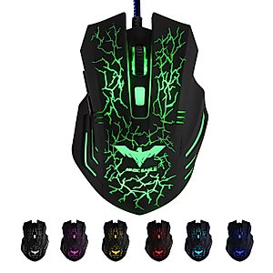 HAVIT HV-MS672 2400DPI USB Optical Wired Mouse for Laptop PC, Changing 7 Colors Light