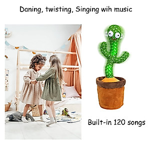 2023 Dancing Cactus Toy Bluetooth [Play Your Songs] Record Repeating What You Say, Rechargeable Singing Talking Cactus Toy Gifts for Baby Boys and Girls