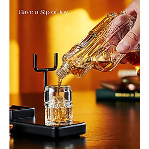 Birthday Gifts for Men Dad, Kollea Gun Whiskey Decanter Sets for Men - Shot Glass, Funny Christmas Gift Ideas for Him Boyfriend Brother, Liquor Dispenser for Bar, Anniversary, Veteran Military Present