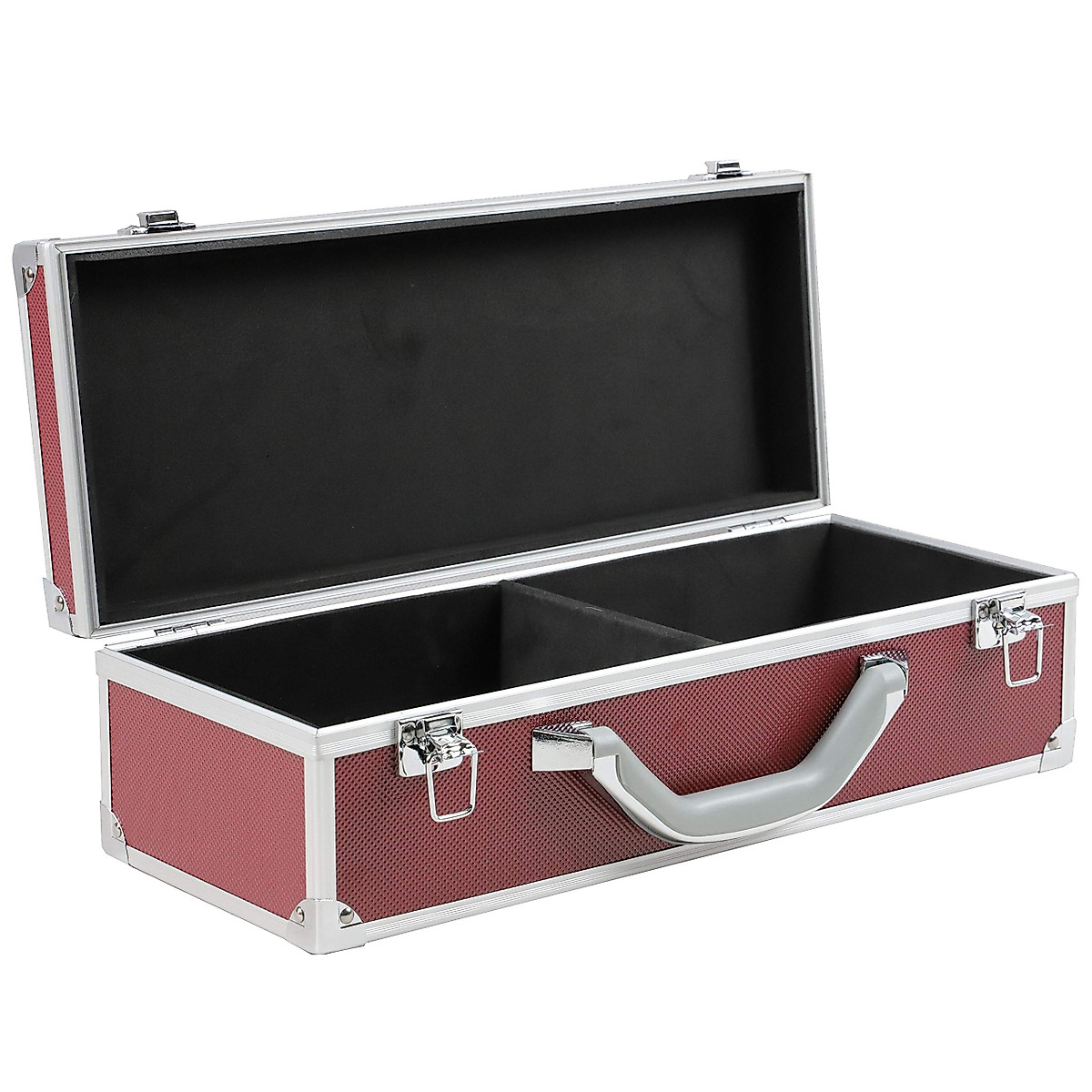 Ursae Minoris Elite Burgundy/Red Aluminum Case with 2 Compartments for US Proof Sets, Mint Sets, Postage Stamps in Glassines, Currency in Sleeves, Top loaders and Other Treasures