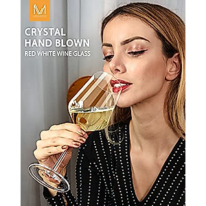 Red Wine Glasses Set of 4- Premium Crystal Wine Glasses Hand Blown-15 oz,Thin Rim,Long Stem,Perfect for Red or White,Daily Use,Unique Wedding Anniversary or Birthday Gift