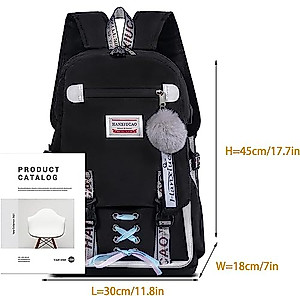 HANXIUCAO Girls Backpack Teen Rucksack Large Capacity Female College Student Locked Schoolbag Anti-Theft Backpack with USB Charging Port (pink)