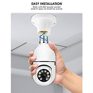 Reobiux Light Bulb Security Camera, Full-HD 1080P 360 Degree Panoramic 2.4Ghz Wireless WiFi Camera,with Infrared Night Vision & Motion Detection & 2-Way Audio Home Camera for Baby/Elder/Pet