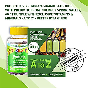 Probiotic Vegetarian Gummies for Kids with Prebiotic from Inulim by Spring Valley +Vitamins & Minerals A to Z - Better Idea Guide (1 Pack, 60 ct)