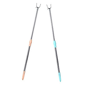 GANAZONO 6 Pcs Clothes Pole Retractil De Stainless Steel Retractable Clothesline Boot Stand Outdoor Clothes Hook Pole Closet Stick for Hanging Clothes Telescoping Reach Stick