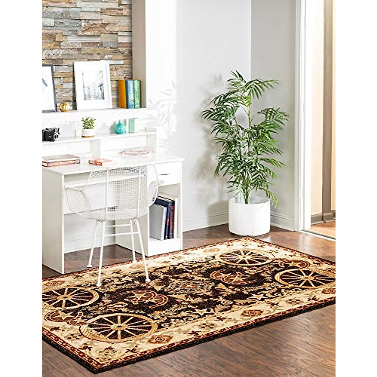 Rugs.com Pioneer Collection Rug – 4' x 6' Black Medium-Pile Rug Perfect for Living Rooms, Large Dining Rooms, Open Floorplans