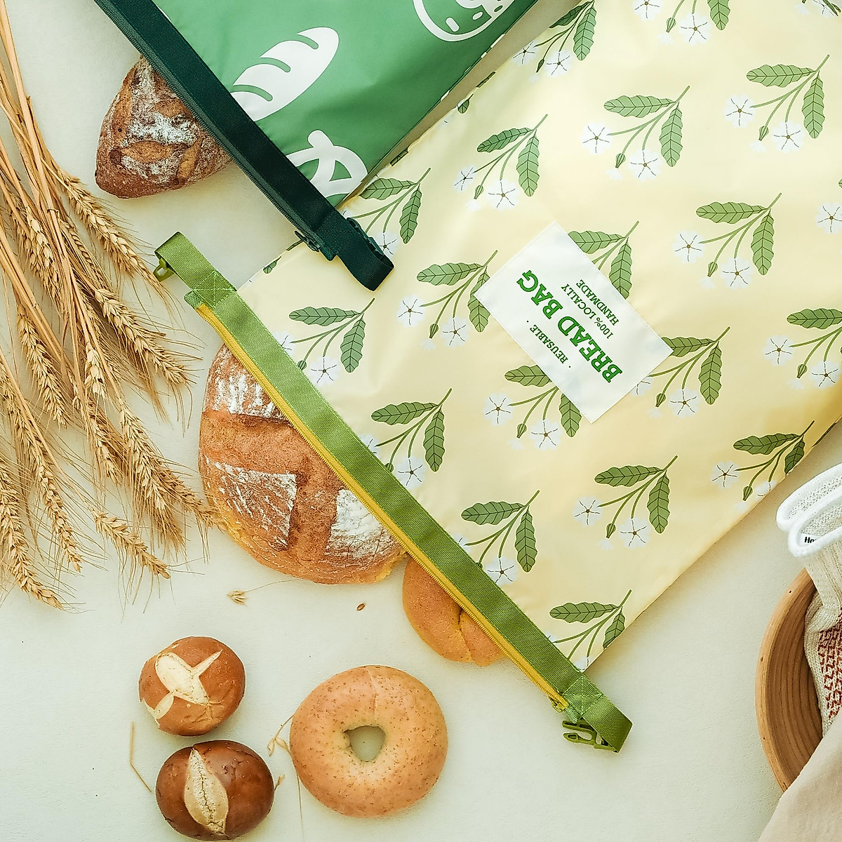 DOMROSA 2 Packs Reusable Bread Bags For Homemade Bread,Waterproof Bread Bags,Bread Storage,Sourdough Bread Bags,Freezer Storage Bag, Container, Fresh Keeping Extra Large Bags, Food Bag