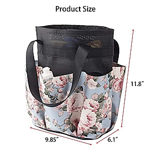 Andmey Cleaning Supplies Caddy Large Shower Caddy Bag with Handle, Quick Dry Mesh Organizer Tote with 7 Compartments for Bathroom, College, Dorm, Gym, Camping - Blue