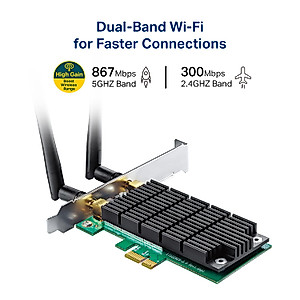 TP-Link AC1200 PCIe WiFi Card(Archer T4E)- 2.4G/5G Dual Band Wireless PCI Express Adapter, Low Profile, Long Range Beamforming, Heat Sink Technology, Supports Windows 11/10/8.1/8/7/XP
