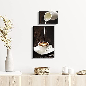 Kitchen Dining Room Wall Decor Funny Latte Canvas Wall Art Modern Home Coffee Bar Decorative (coffee)