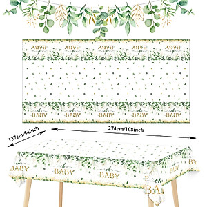 Greenery Baby Shower Banner Eucalyptus Leaves Oh Baby Tablecloth for Kids Green Eucalyptus Sign Welcome Oh Baby Table Cover Welcome Baby Shower Eucalyptus Birthday Gender Neutral Party Decoration